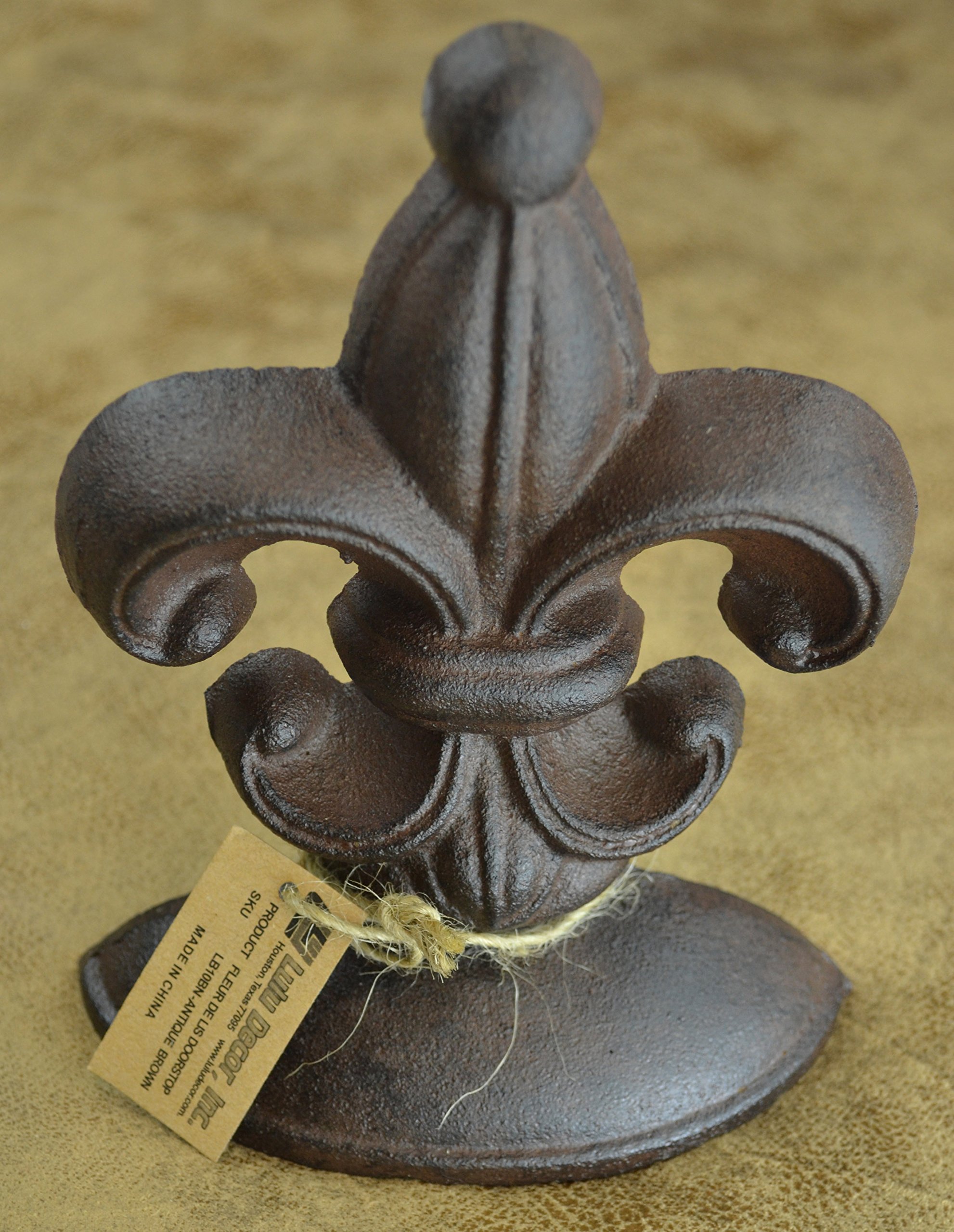 Lulu Decor, Cast Iron Fleur De Lis Door Stop, 2 Lbs, Door Stopper (Antique Brown)