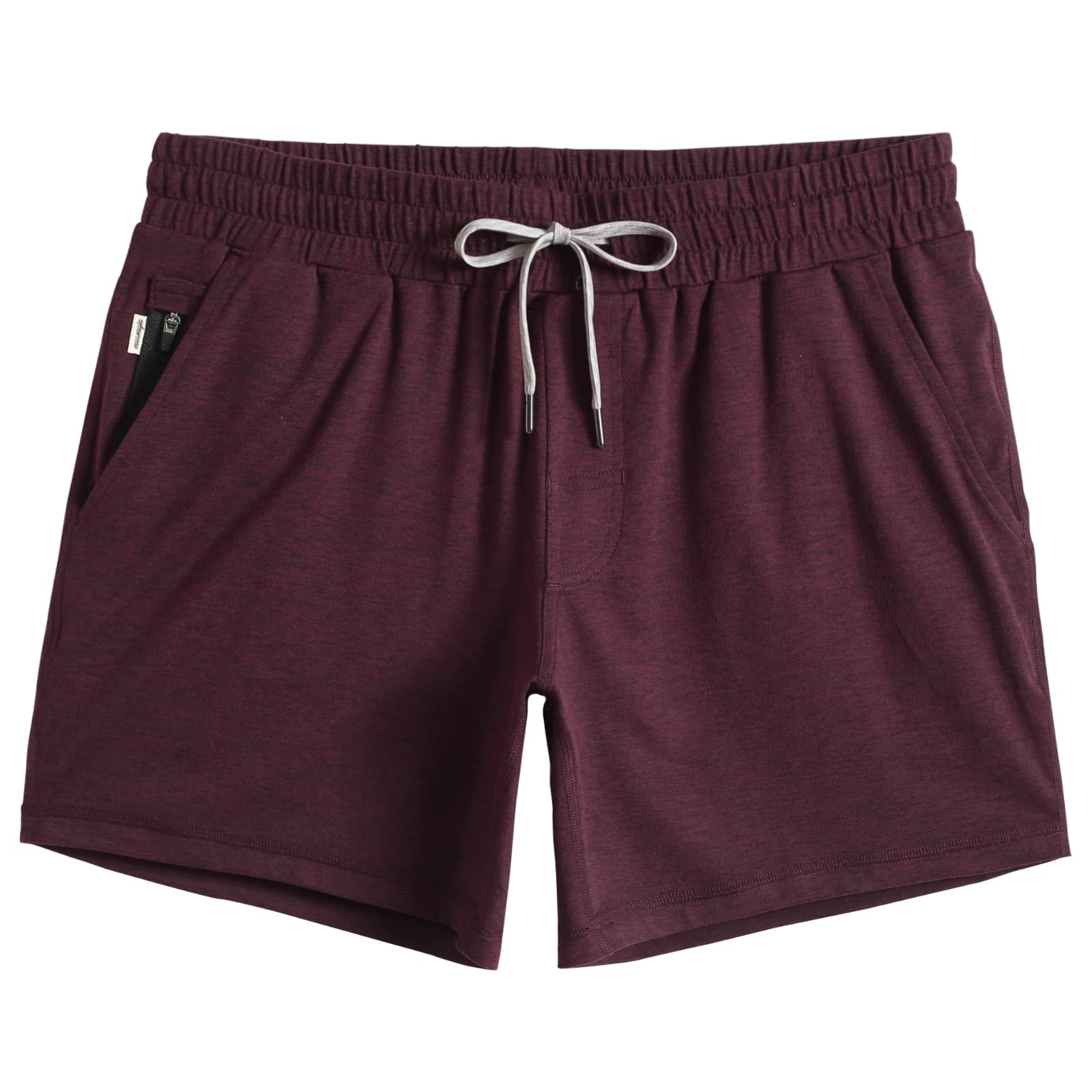 maamgic Mens Running Shorts, Soft 5" Gym Short with Zip Pockets, Quick Dry Workout Athletic Shorts for Men Burgundy Medium