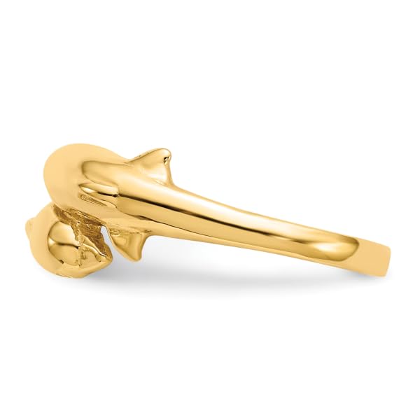 IceCarats 14K Yellow Gold Sea Dolphin Ocean Fish Beach Nautical Ring Size 6
