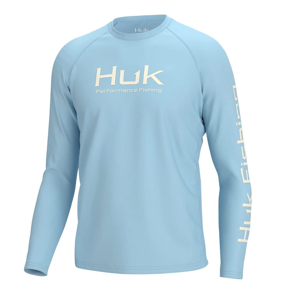 HUK Men's Standard Pursuit Vented Long Sleeve, 30 UPF Fishing Shirt, Crystal Blue, Large