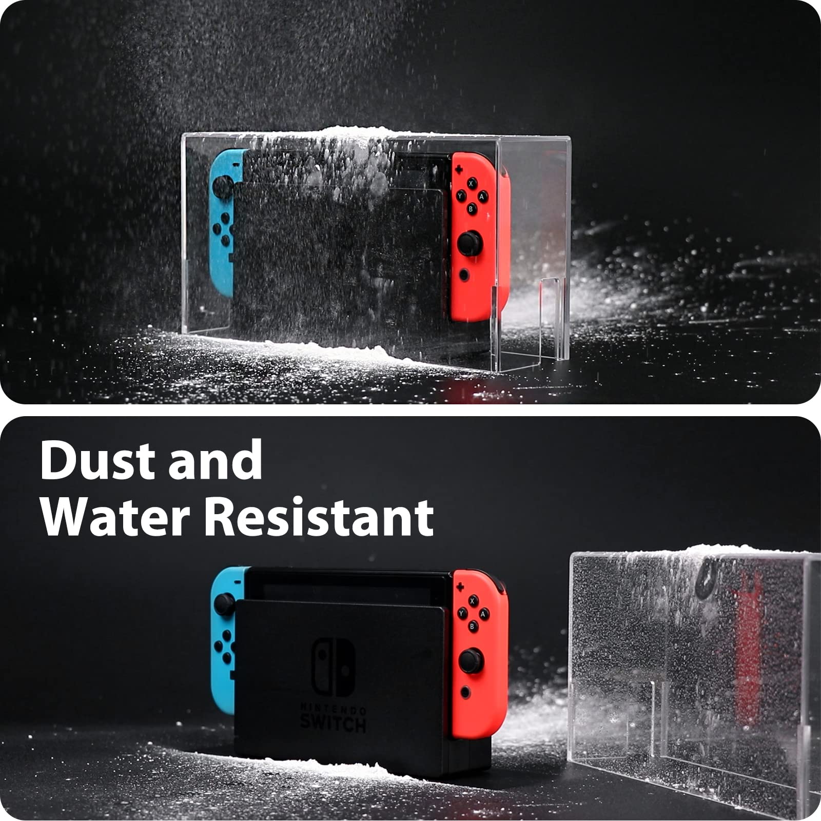 Onrier Transparent Dust Cover for Nintendo Switch & Switch OLED Charging Dock,Anti Scratch Waterproof Protective Clear Acrylic Cover Sleeve Display Box and Entirely Dust Proof ANT25