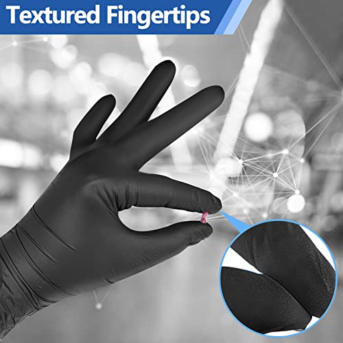 Vaingarb Black Nitrile Gloves Disposable Latex Free,Powder-Free,Medical Exam Gloves 100 Count Medium 5 Mil for Industry Working,House Cleaning,Food Prep