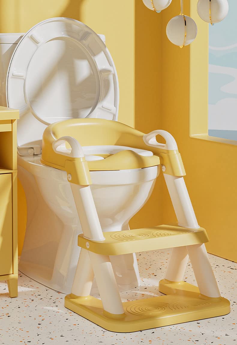 Potty Training Seat,Toddler Potty Seat for Toilet with Step Stool,Fully Secure to the Ground and Anti-Slip (Yellow)