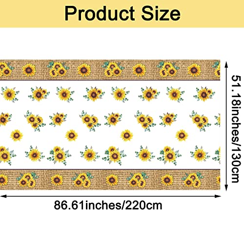 UOMNICUE Sunflower Party Tablecloth,2 PCS Plastic Sunflower Themed Yellow Floral Printed Table Cover Rectangular Table Cloth for Baby Shower Birthday Party Supplies Kitchen Dining Room Decoration