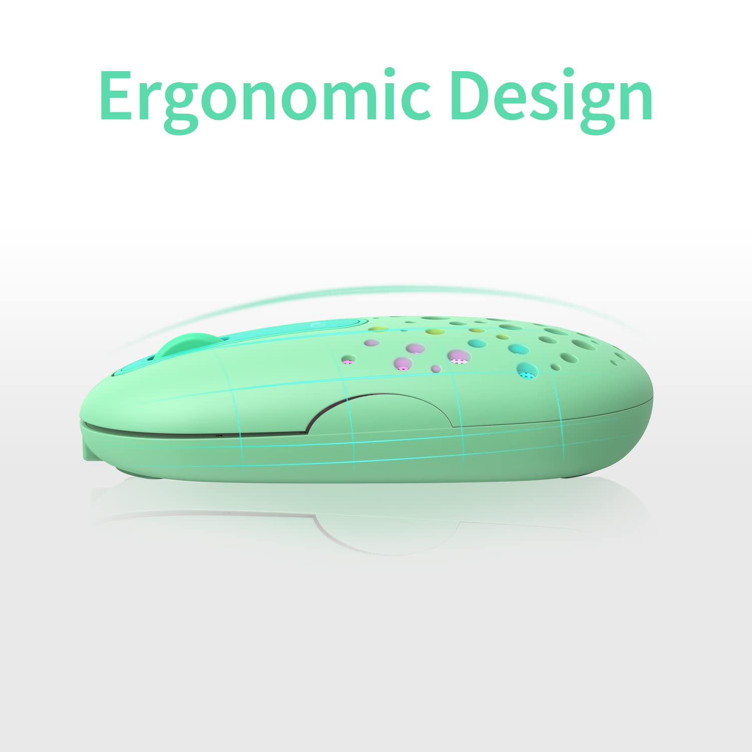PryRose LED Wireless Mouse, Backlit Color Changing Mouse with Honeycomb Shell, 2.4G Wireless Rechargeable Slim Silent Mice, 3 Adjustable DPI for Laptop Computer Chromebook