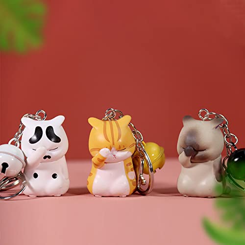 MoreChioce Cute Cat Keychain, Detachable Keyring Cat Resin Key Chain Charms Key Ring Car Pendant for Purse Handbag Bag,Chestnut