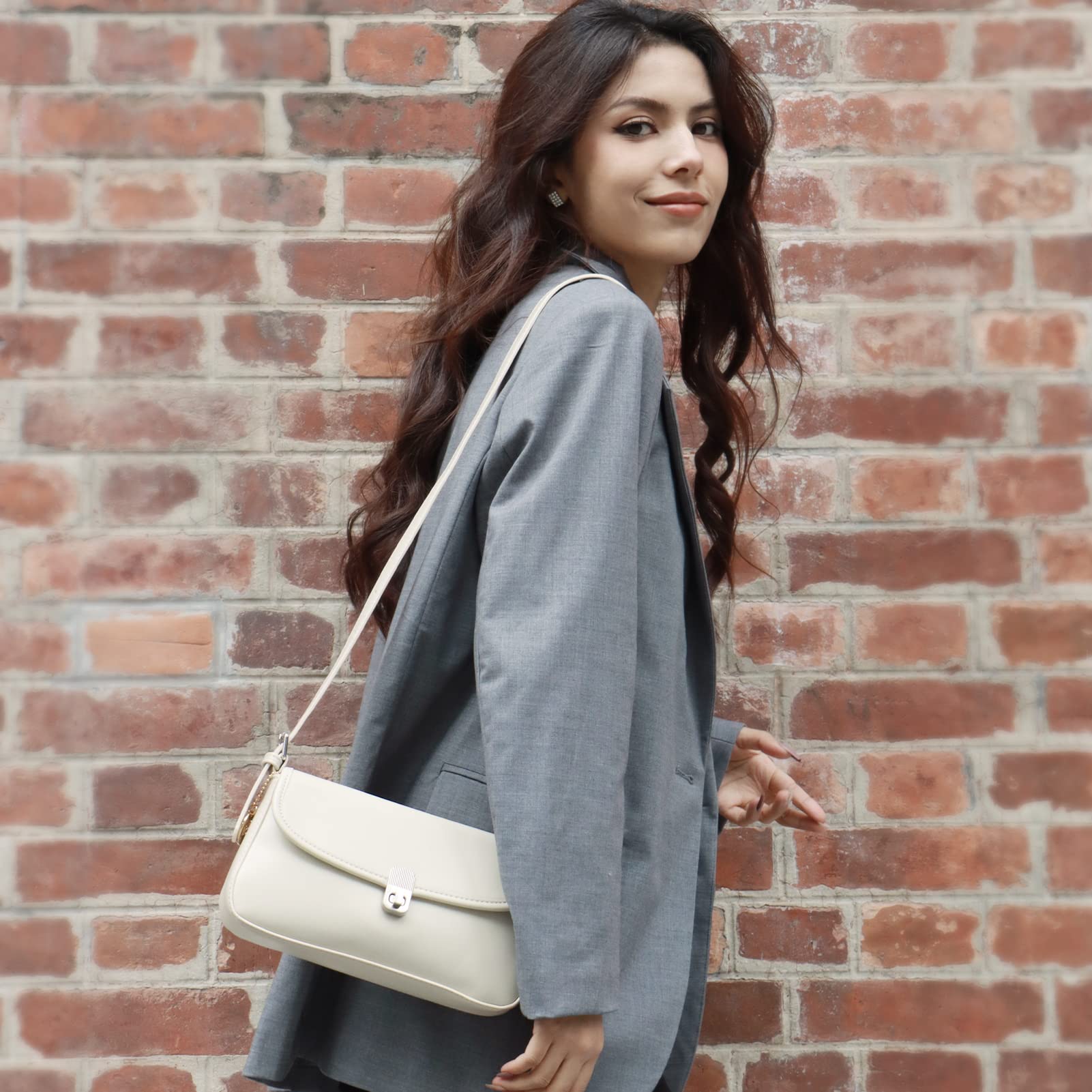 PS PETITE SIMONE White Purses for Women Leather Small White Shoulder Bag Y2K Mini Purse Brianna Crossbody Handbags