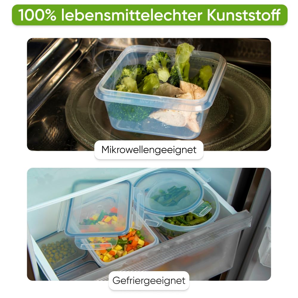WOWZILLA 24Pcs Plastic Food Storage Containers with lids with Labels & Pen- Comes with Sauce Cups, BPA Free Food Containers, Leakproof Meal-Prep Containers for Kitchen Storage, Dishwasher Safe, Set