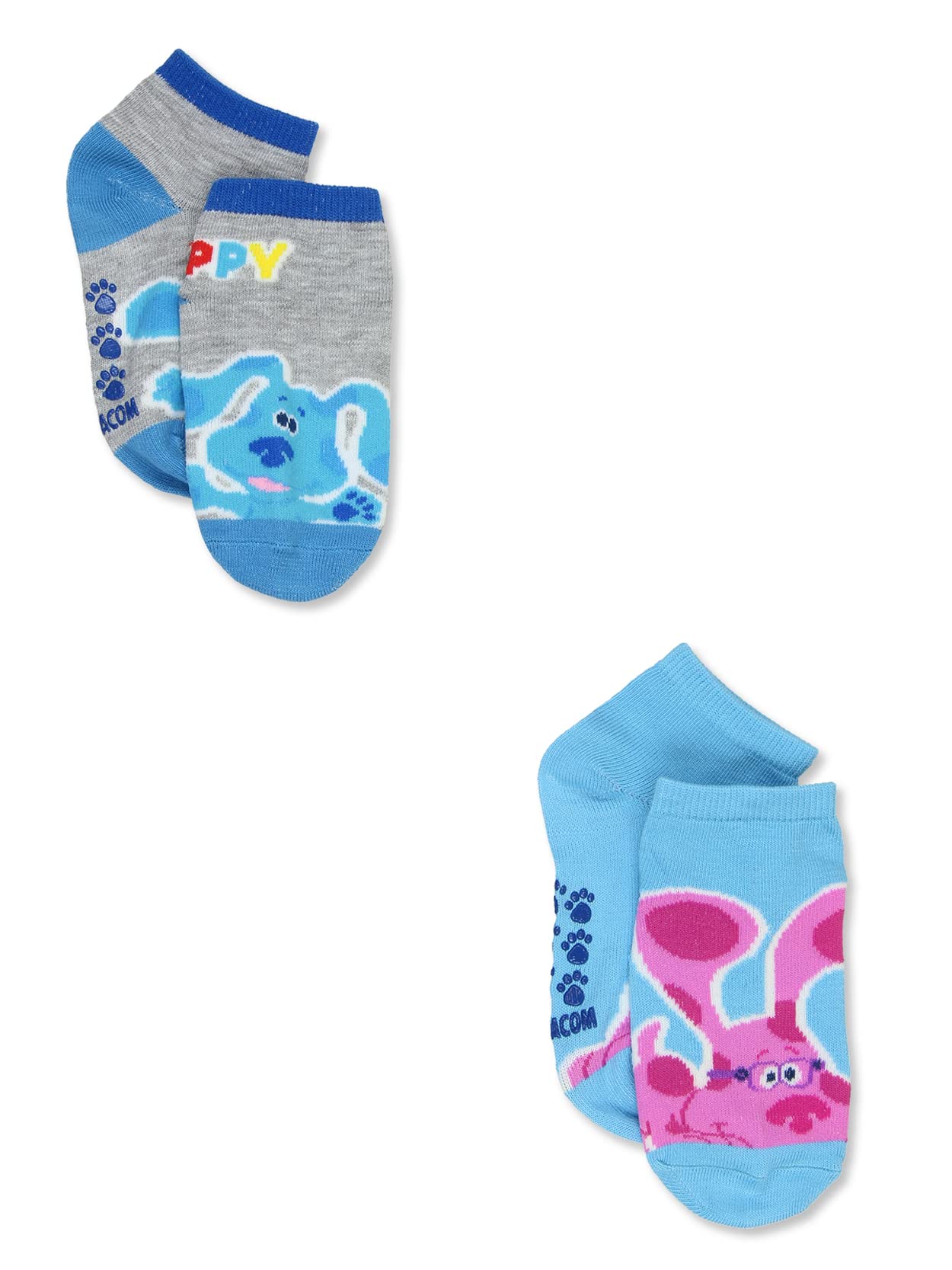 Nickelodeon Blue’s Clues & You Boy’s Toddler 6 Pack Quarter Gripper Socks (Small (4-6), Grey)