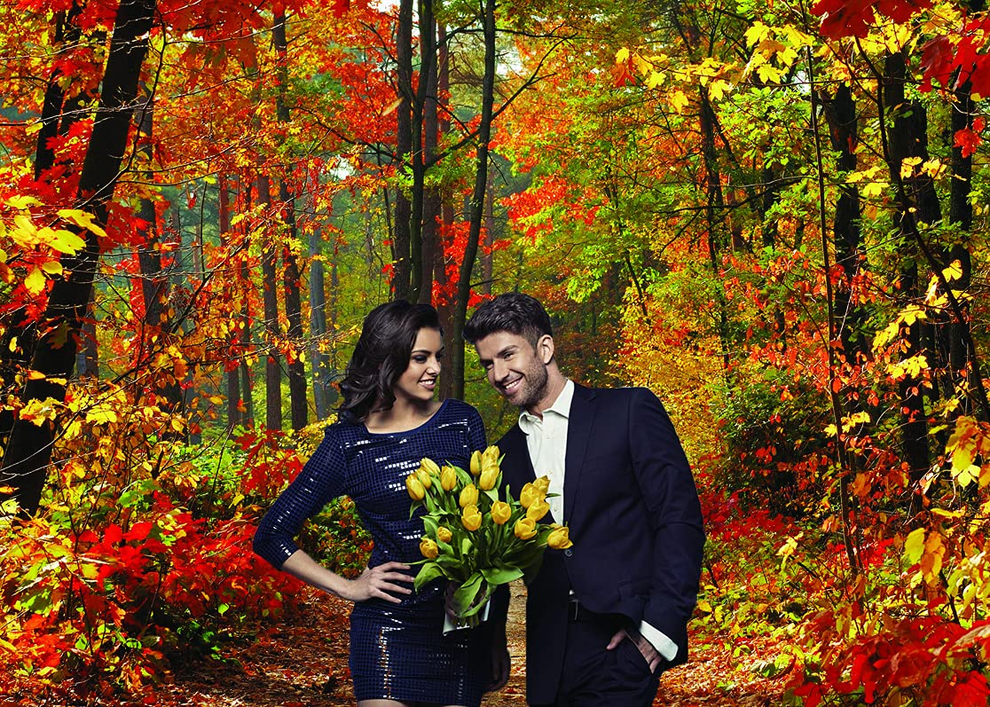 LYWYGG 10x8ft Autumn Backdrop Fall Scenery Background Vinyl Yellow Fall Leaves View Photography Backdrop Photo Studio Props CP-67-1008