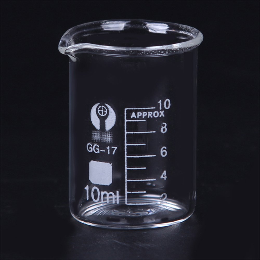 PULABO Nice DesignProfessional Lab Beaker Clear Measuring Cup Glass Beaker High Temperature Resistance Cup for Lab Use 10ML 2PCS and Creative