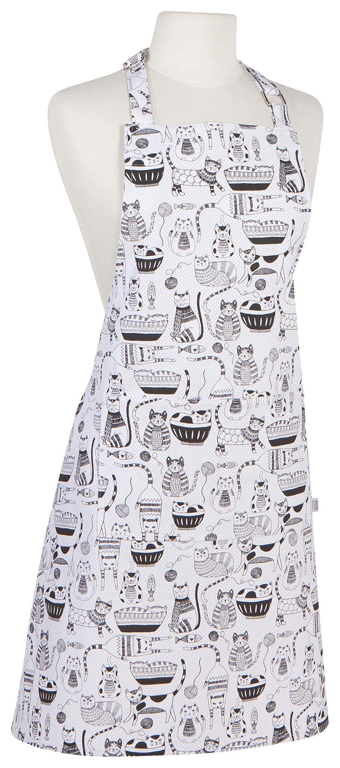 Now Designs unisex adult Cat Now Designs 2500134aa Basic Cotton Kitchen Chef s Apron Purr Party Print, Purr Party, W28 x L32 inch US