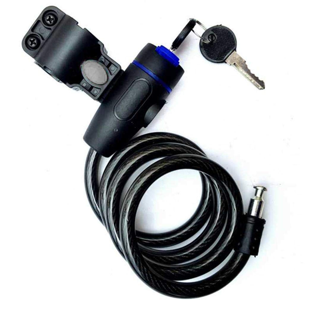 MACIMO Anti-Theft Bicycle Bike Lock Stainless Steel Cable Coil Security Lock with 2 Key (Color : Black)