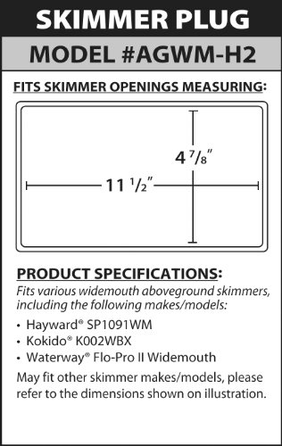 Simpooltech Wide Mouth Skimmer Plug, White, 11-1/2” x 4-7/8”