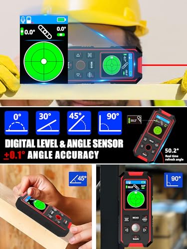 NOYAFA NF-518S Wall Scanner Stud Sensor 3IN1 Stud Detector Beam Detector Laser Rangefinder Digital Level Meter Tape Measure for Metal, Wood, Joists, AC Cord Rechargeable, Voice Annunciation