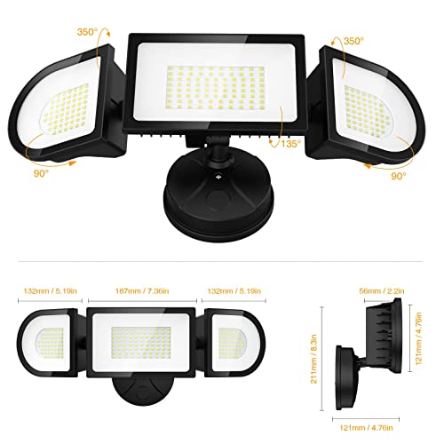 Onforu 100W Flood Lights Outdoor, 9000LM Super Bright LED Flood Light Outdoor Switch Controlled, IP65 Waterproof LED Exterior Floodlight with 3 Adjustable Head, 6500K White Outdoor Security Light