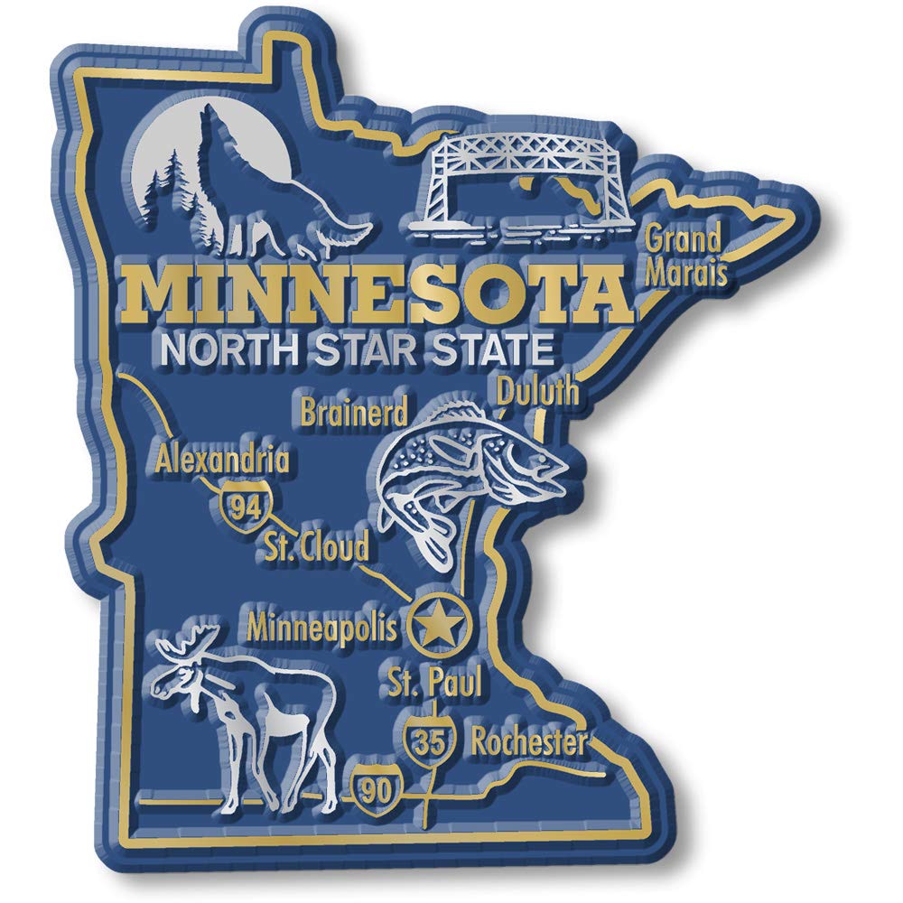 Minnesota Giant State Magnet by Classic Magnets, 3.2" x 3.6", Collectible Souvenirs Made in The USA