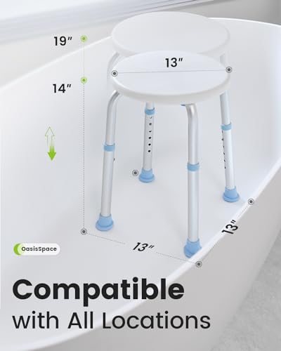 OasisSpace Shower Chair for Inside Shower, Adjustable Shower Stool,Bathtub Seat Bench with Anti-Slip Rubber Tips for Safety and Stability, Handicap Bathroom Stool for Seniors, Disabled, Handicap