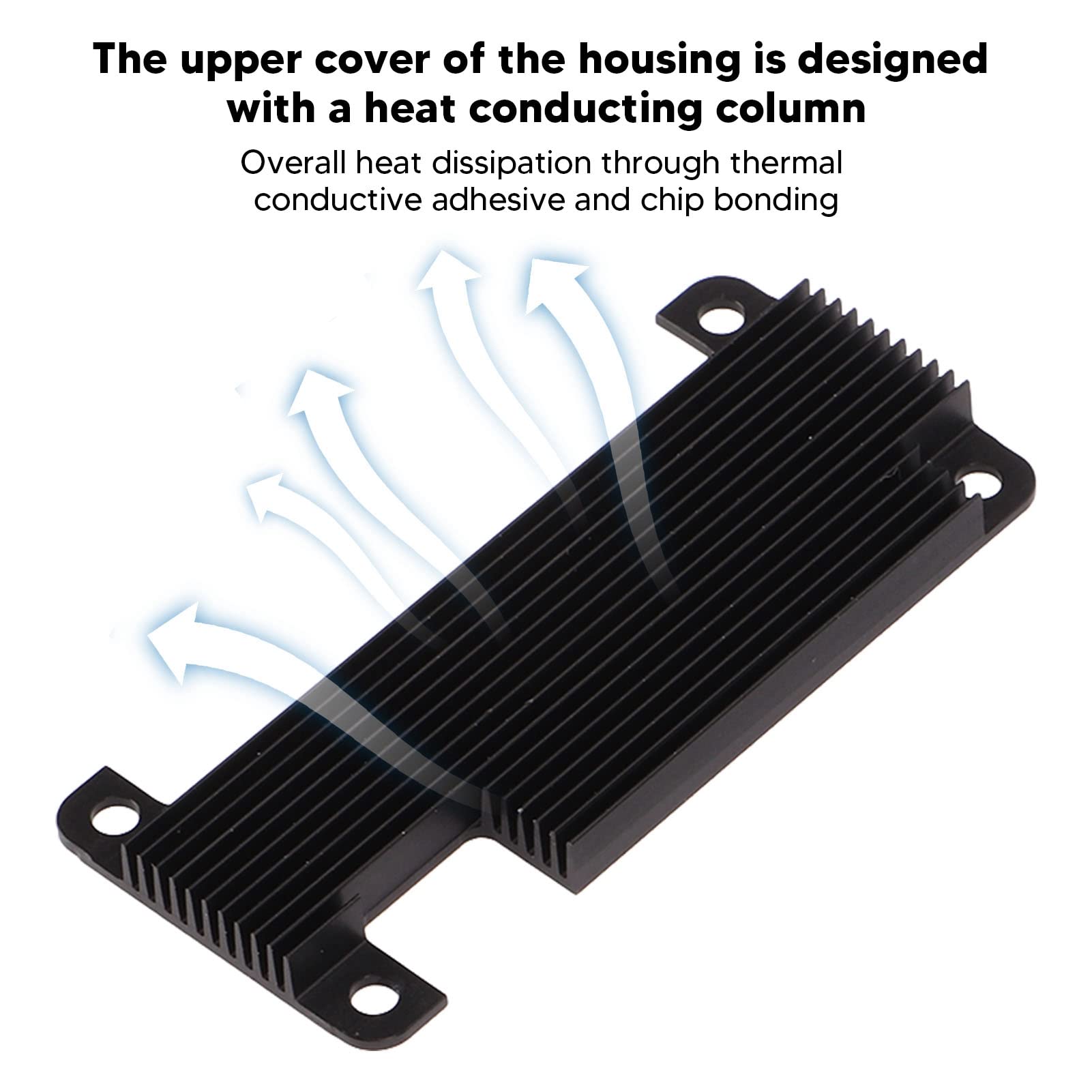 Passive Cooling Enclosure, Aluminum Alloy Passive Cooling Case Rigid and Fast Heat Conduction (Black Pin Header)