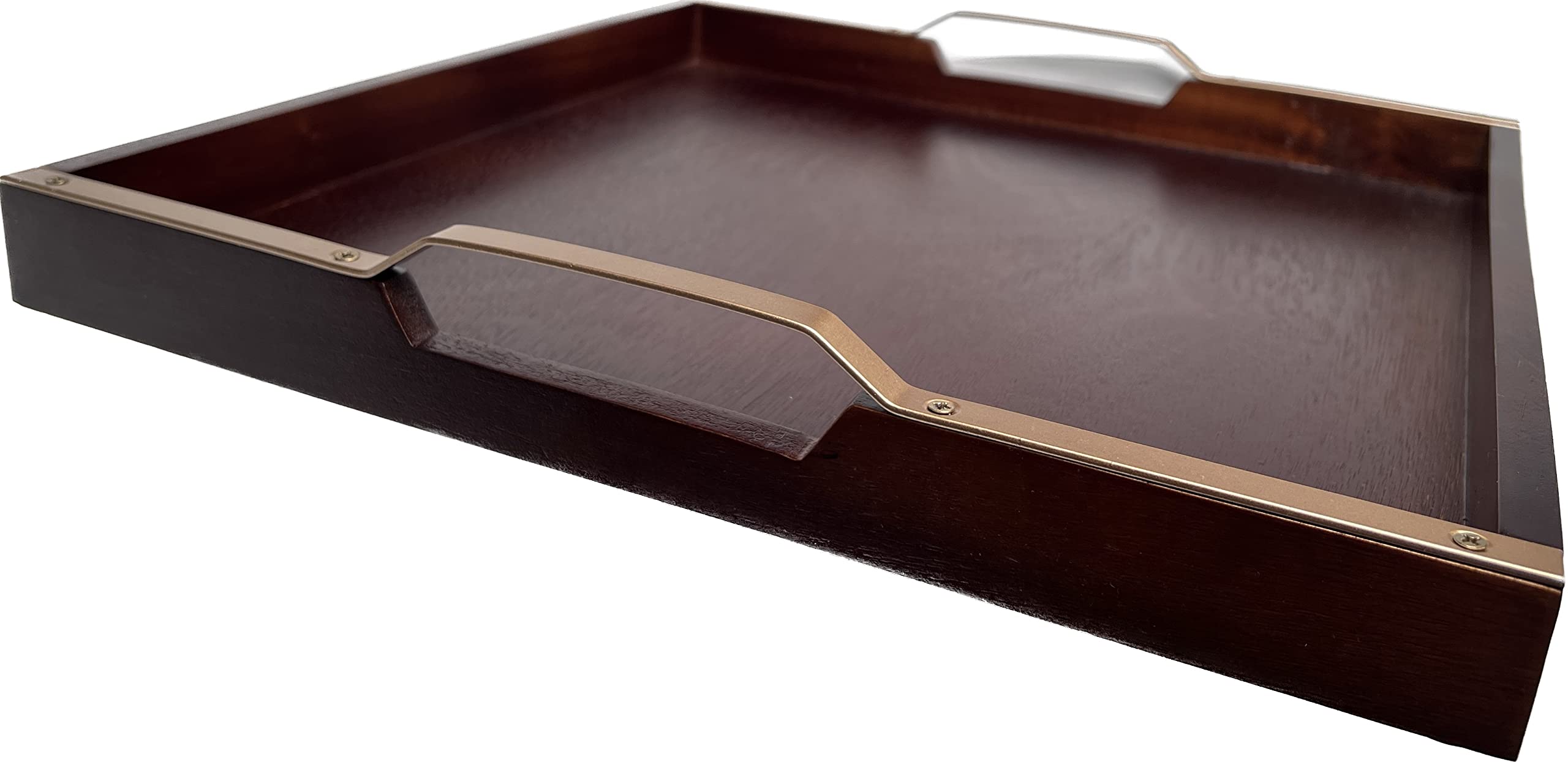 Mountain Woods Brown Large Wooden Serving Tray w/Copper Finished Handles | Coffee/Tea Tray | Decorative Kitchenware | Perfect Ottoman Tray - 20" x 20" x 2"