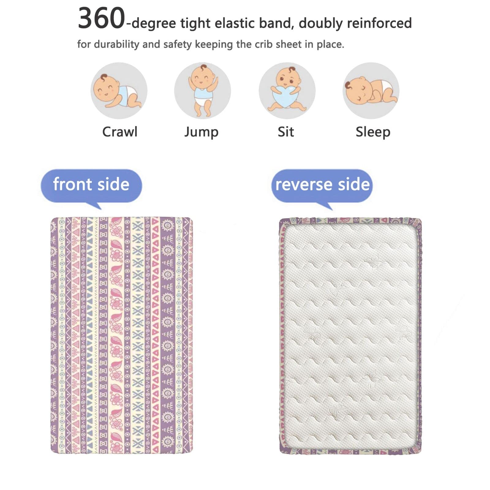 Striped Themed Fitted Crib Sheet,Standard Crib Mattress Fitted Sheet Soft and Breathable Bed Sheets-Great for Boy or Girl Room or Nursery,28β x52β,Pale Pink Mauve