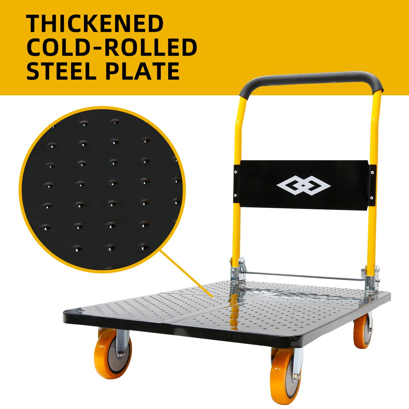 Platform Hand Truck Push Cart Dolly, Utility Cart with 660LB Weight Capacity for Easy Storage and 360 Degree Swivel Wheels
