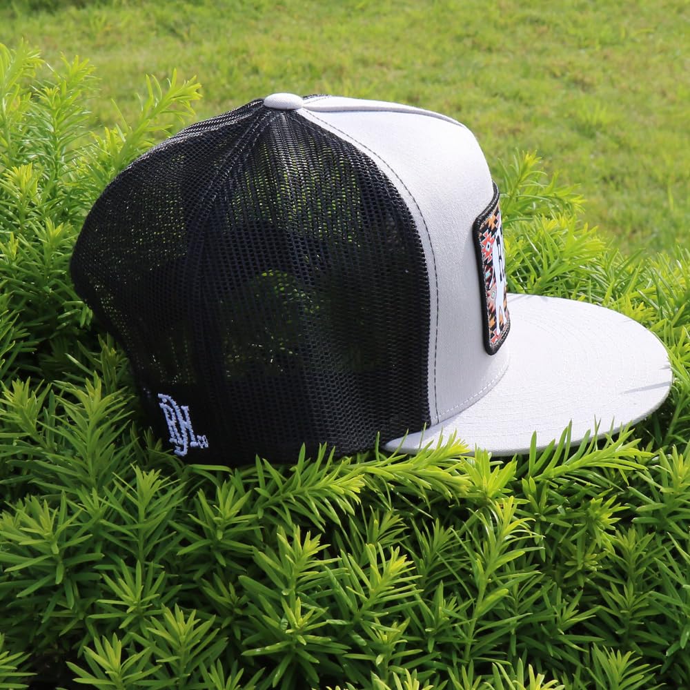 Red Dirt Hat Company Great White Buffalo Adjustable Snapback Hat (US, Alpha, One Size, Silver/Black)