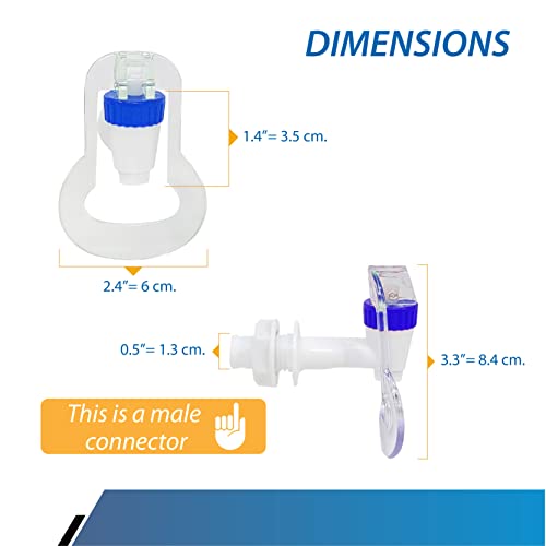 Raven Water Dispenser Replacement Push Faucet - Blue Cold Water Spigot (2 Pack)