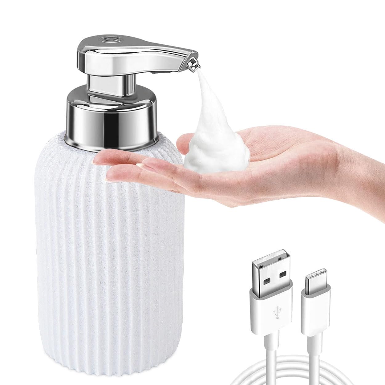Kuxssul Automatic Foaming Soap Dispenser, 10.8oz/320ml Touchless Hand Soap Dispenser Rechargeable Foam Soap Dispenser, IPX5 Waterproof Smart Dish Soap Dispenser Electric Soap Dispenser