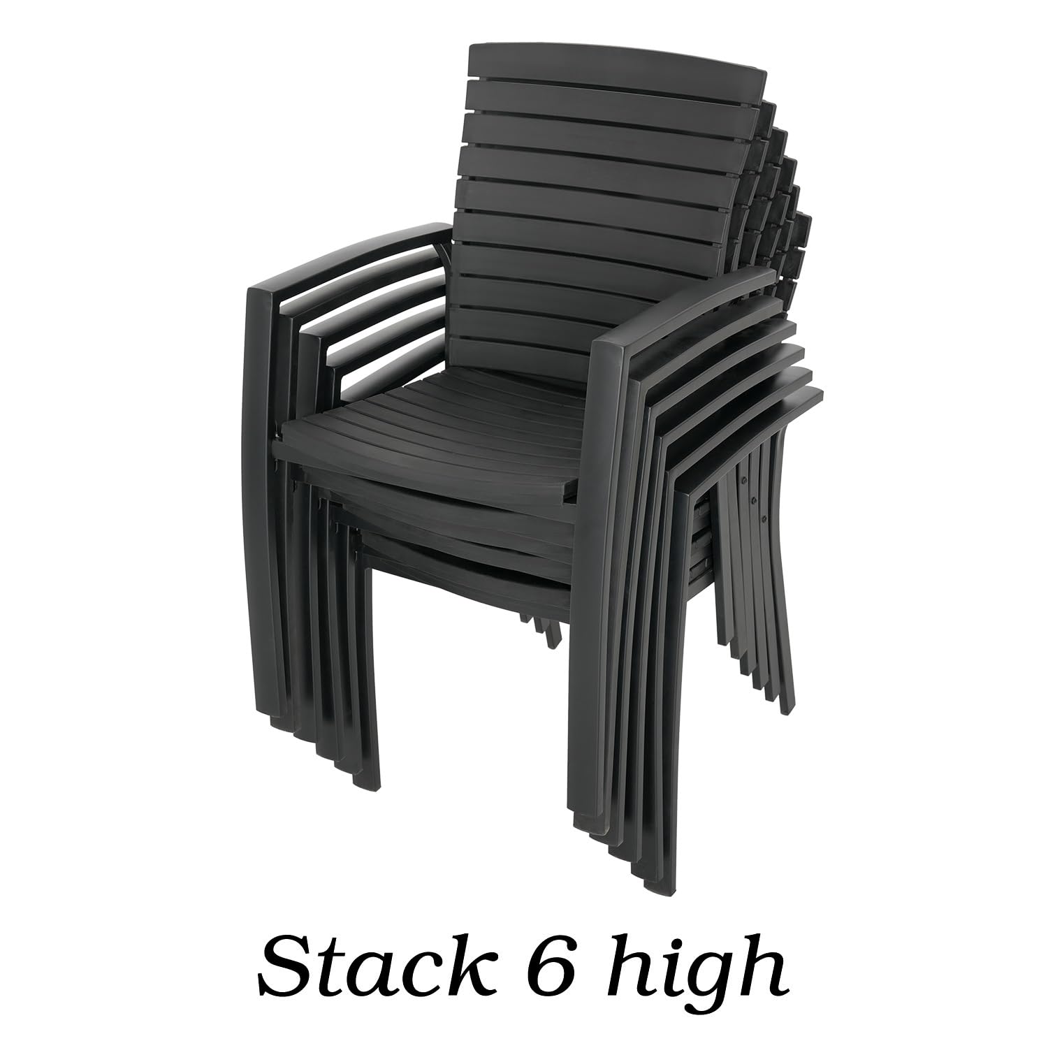 Virvla Set of 2 Patio Stackable Aluminum/Resin Outdoor Dining Chairs with Armrest for Outdoor Kitchen Garden, Backyard, Supports 300 LBS