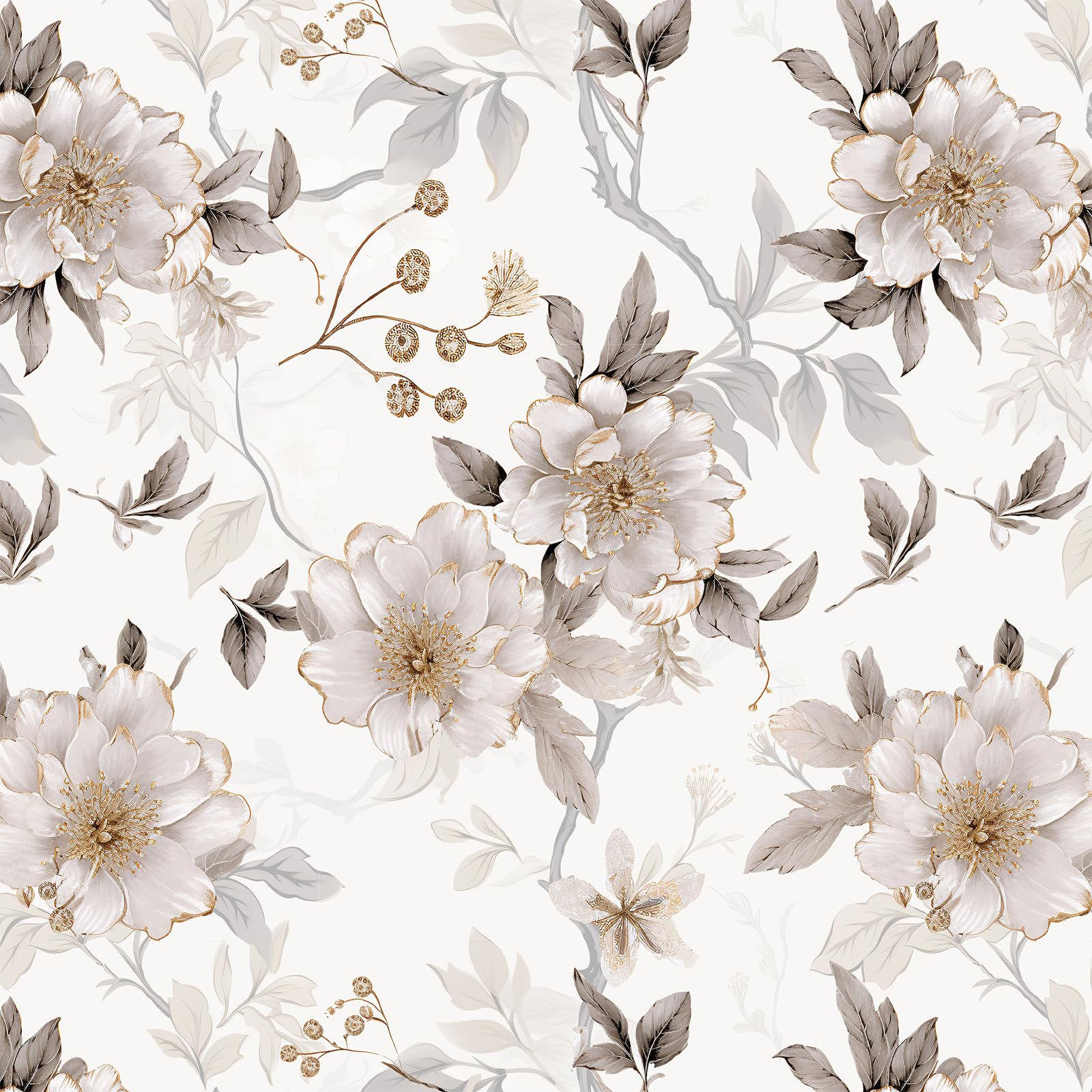 Wudnaye Floral Wallpaper Peel and Stick Wallpaper Floral Contact Paper for Cabinets 17.7inch× 118.1inch Flower Wallpaper Stick and Peel Removable Self Adhesive Wallpaper for Bathroom Wall Paper Vinyl