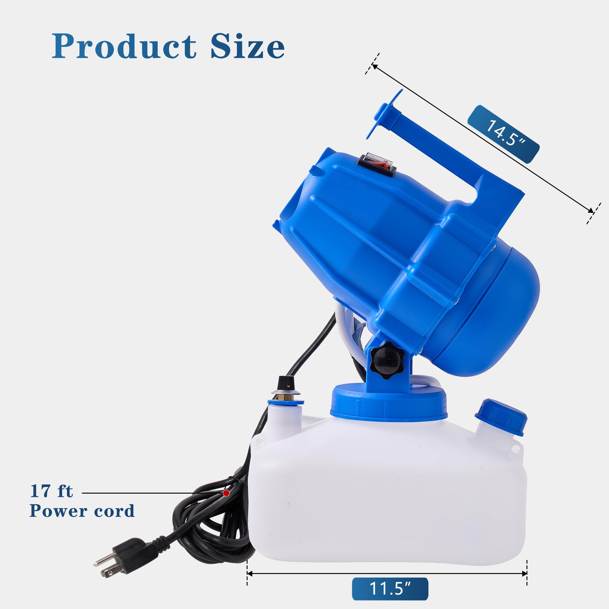 TOHGTEYO 1.3-Gallon (5L) Electric ULV Fogger Machine with 3 Nozzles - Professional Cold Fogging Sprayer for Agricultural and Home Use - Adjustable Flow Rate, High-Efficiency Mist, Easy Operation
