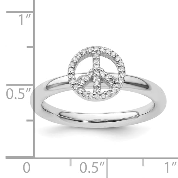 IceCarats 925 Sterling Silver Peace Sign inspirational Symbol Diamond Stackable Ring Size 8