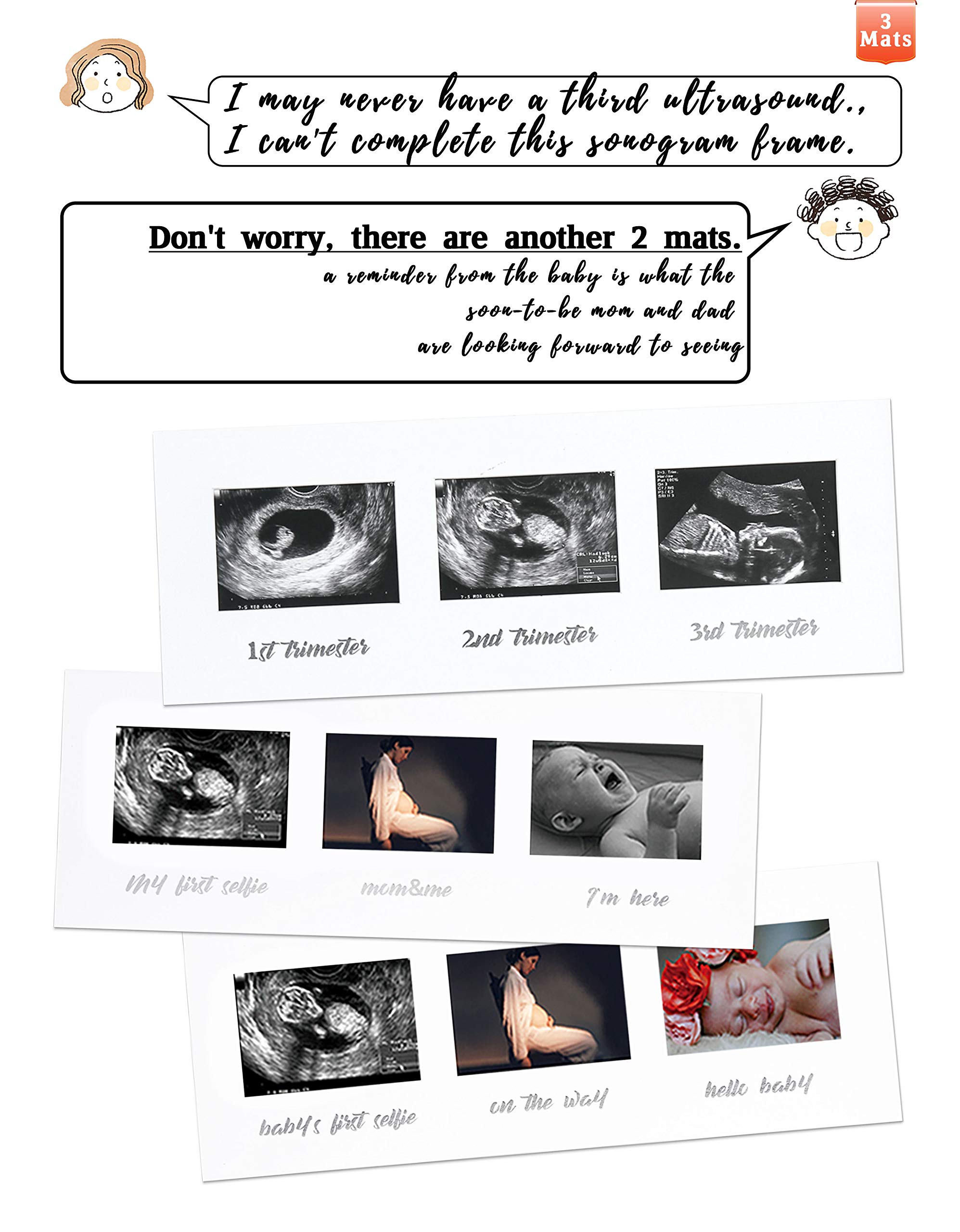 IHEIPYE Triple Sonogram Pregnancy Frame – Baby Ultrasound Picture Frame with Story for Expecting Parents, Baby Shower Frame, Baby Grow Through All Three Trimesters Frame, Nursery Decor, Black
