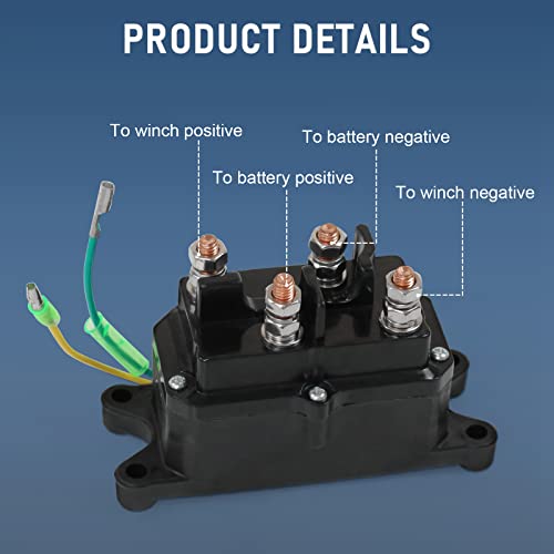 RADHLBNIU Winch Solenoid Relay Contactor 12v 250A, Compatible with Polaris Honda Warn and ATV UTV Boat 4X4 Vehicles 1500-5000lbs, Replace 63070