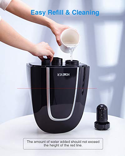 Humidifier for Bedroom, Homever Cool Mist Humidifier, Babies Ultrasonic Vaporizer, 26dB Whisper-Quiet Humidifiers, 5.6L, Touch Screen, 360° Nozzle, Auto Shut-Off & Timing Function, Black