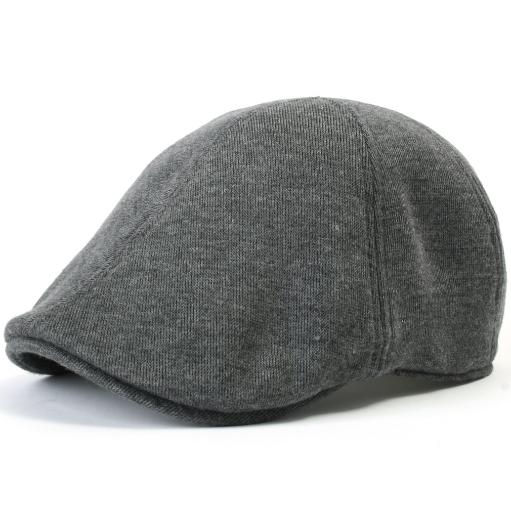 ililily Soft cotton Newsboy Flat Cap ivy stretch Driver Hunting Hat (XL, Dark Grey)