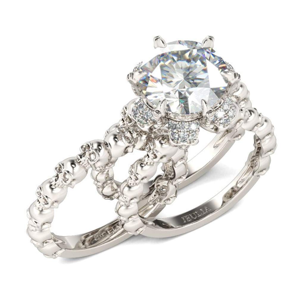 Jeulia 8.4 Carat Interchangeable Wedding Ring Set 925 Sterling Silver Round Cut Engagement Rings Cubic Zirconia Solitaire Promise Bridal Rings Anniversary Promise with Jewelry Gift Box (7)