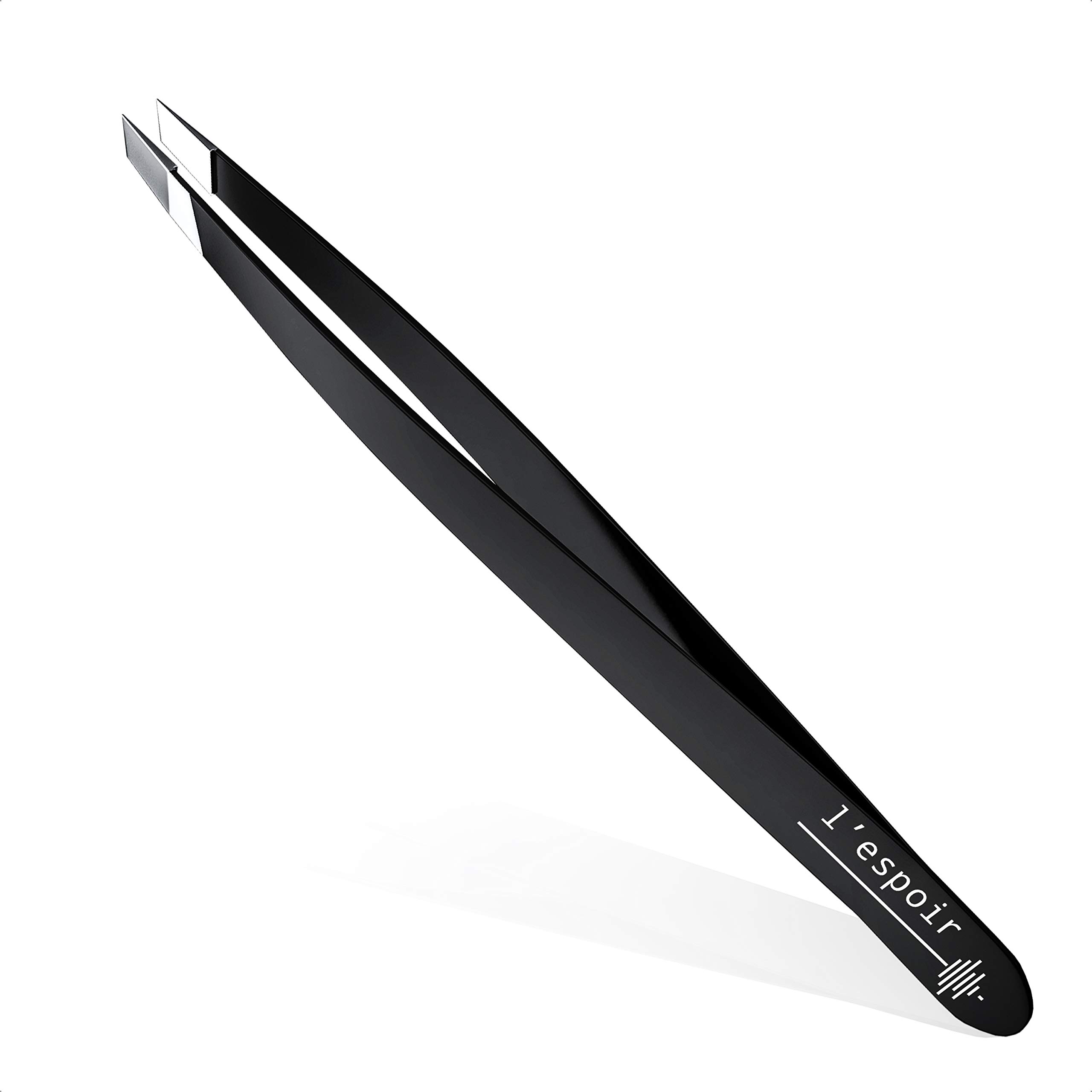 L’espoir High Precision Slant Tweezers with Perfect Alignment Rust Free Stainless Steel Eyebrow Tweezers for Women and Men (Black & Blue)