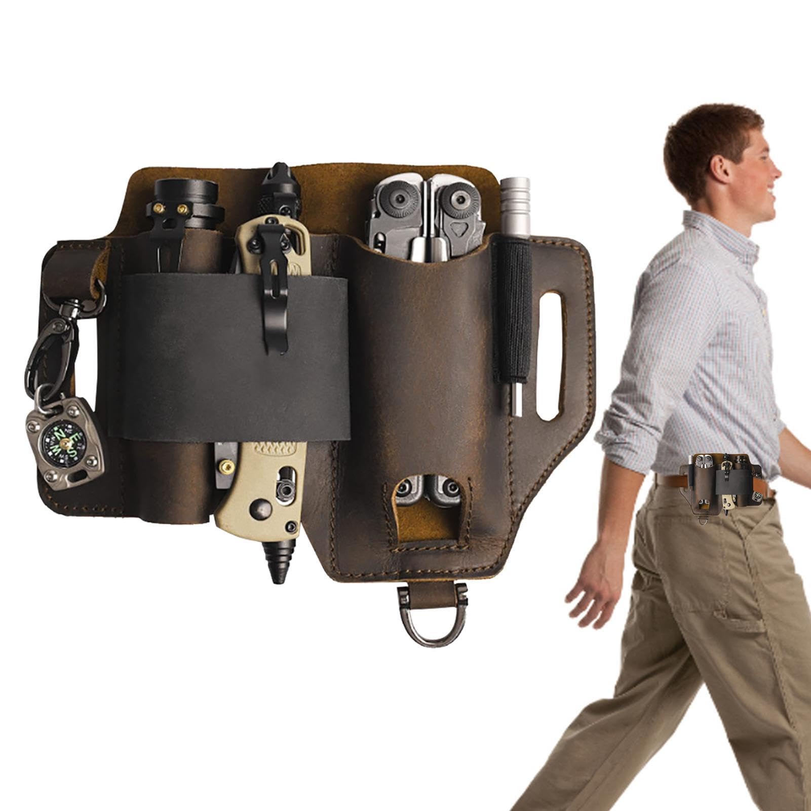 s Tool Holster - s Leather Sheath, Belt Sheath, Multi Tool Sheath Holder Holster | Leather Pouch with Holder, Men Leather s Organizer Sheath for Flashlight, Knives