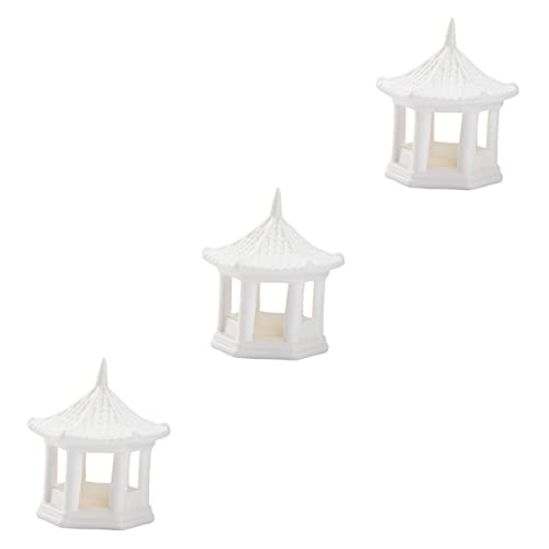 NOLITOY 3pcs Hexagonal Gazebo Ornaments Aquarium Decorations Zen Garden Decoration Fish Tank Mini Pagoda Miniature Pagoda Tabletop Accessories Mini Pavilion Ornament Ceramics Display White