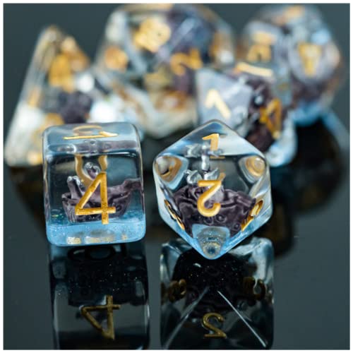 Ocean Pirate Ship DND Dice Set for Dungeons and Dragons, Gifts, D&D, D and D, Pathfinder, Accessories, D20, Polyhedral, Resin Dice, Metal, Dice Tray, Tower, Bag, Box