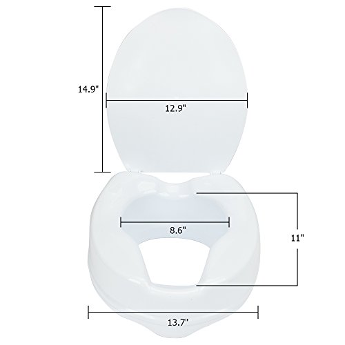 Ochine 4 Inch Raised Toilet Seat with Cover High Elevated Toilet Seat Locks onto Most Toilets Portable Raised Toilet Seat Portable Assistance Commode Seat Toilet Safety Seat (Ship from USA)