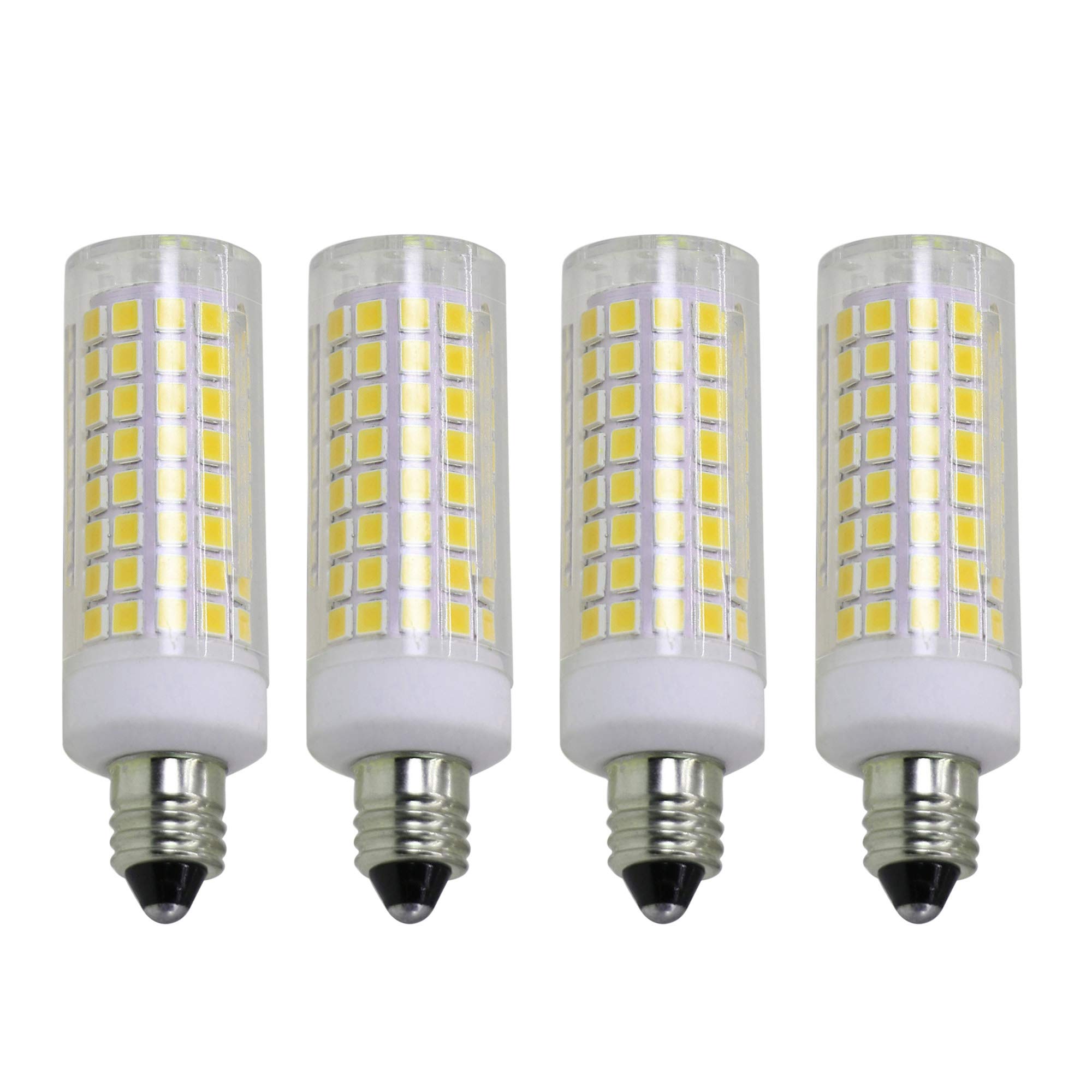 Khalia E11 led Bulb 75w 100w Halogen Bulbs Replacement, JD T4 e11 Mini Candelabra Base 110V 120V 130 Voltage Input Light Bulbs, Pack of 4 (4, E11 Daylight)