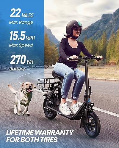 URBANMAX C1 Electric Scooter with Seat, 450W Powerful Motor up to 22 Miles Range, Foldable Electric Scooter for Adults Max Speed 15.5 Mph, Electric Scooter for Commuting with Basket