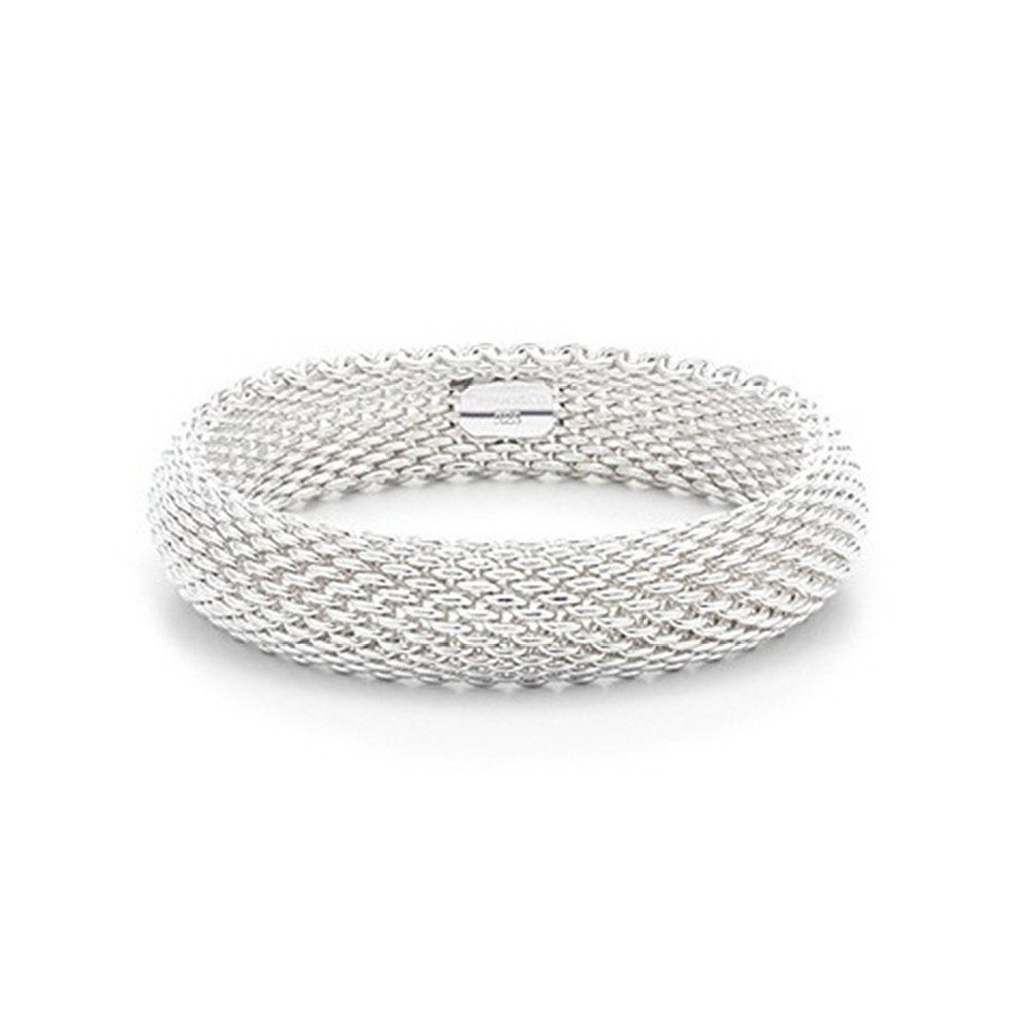 IVYRISE Bracelet 925 Sterling Silver Jewelry Sideway Big Flat Link Chain Mesh Bangle Bracelet for Women