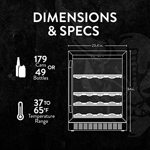 NewAir Stone Brewing 180 Can FlipShelf Beverage and Beer Refrigerator, 24β Built-In or Freestanding Wine Cooler with Reversible Shelves, Perfect for Bar, Gamer Room, or Office