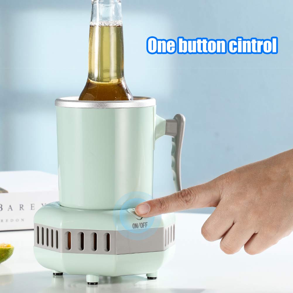 Normia Rita 36℉~60℉ Electric Beverage Cup Cooler for Home/Office, Desktop Mini Fridge Quick Cooling Cup Drink Chiller for Beer Juice Milk Coffee (White-)