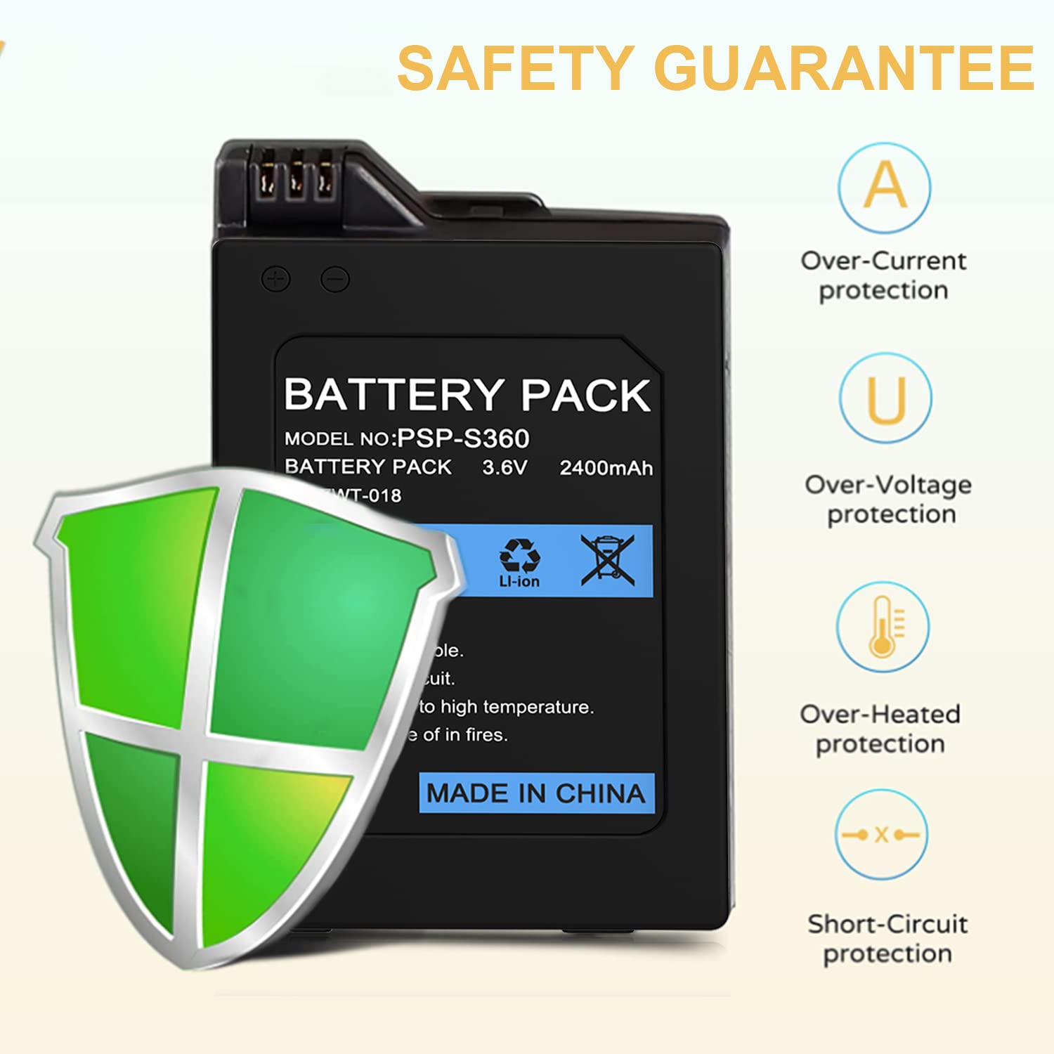 PSP-s110 Battery High Capacity Quality Real 2400mAh 3.6V Lithium Ion Rechargeable Battery Pack Replacement for Sony PSP 2000/PSP 3000 PSP-S110