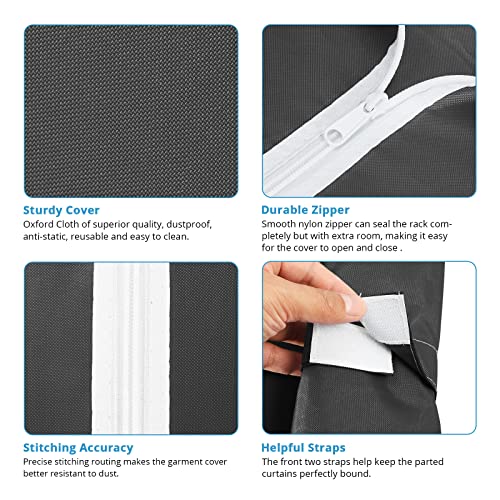 VIPEK Garment Rack Cover for V6, Large Size Dustproof Clothes Cover Oxford Fabric Clothing Rack Covers with Zipper, 75.6" L X 18.5" W X 75.2" H, Black